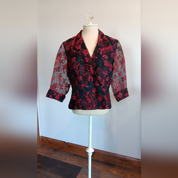 Alex Evenings | Jackets & Coats | Fancy Floral Topjacket With Sheer ...